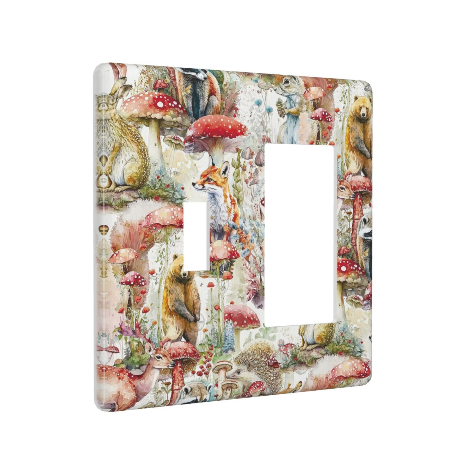 Cartoon Pattern Red Mushroom 2 Gang Light Switch Cover Decorative ...