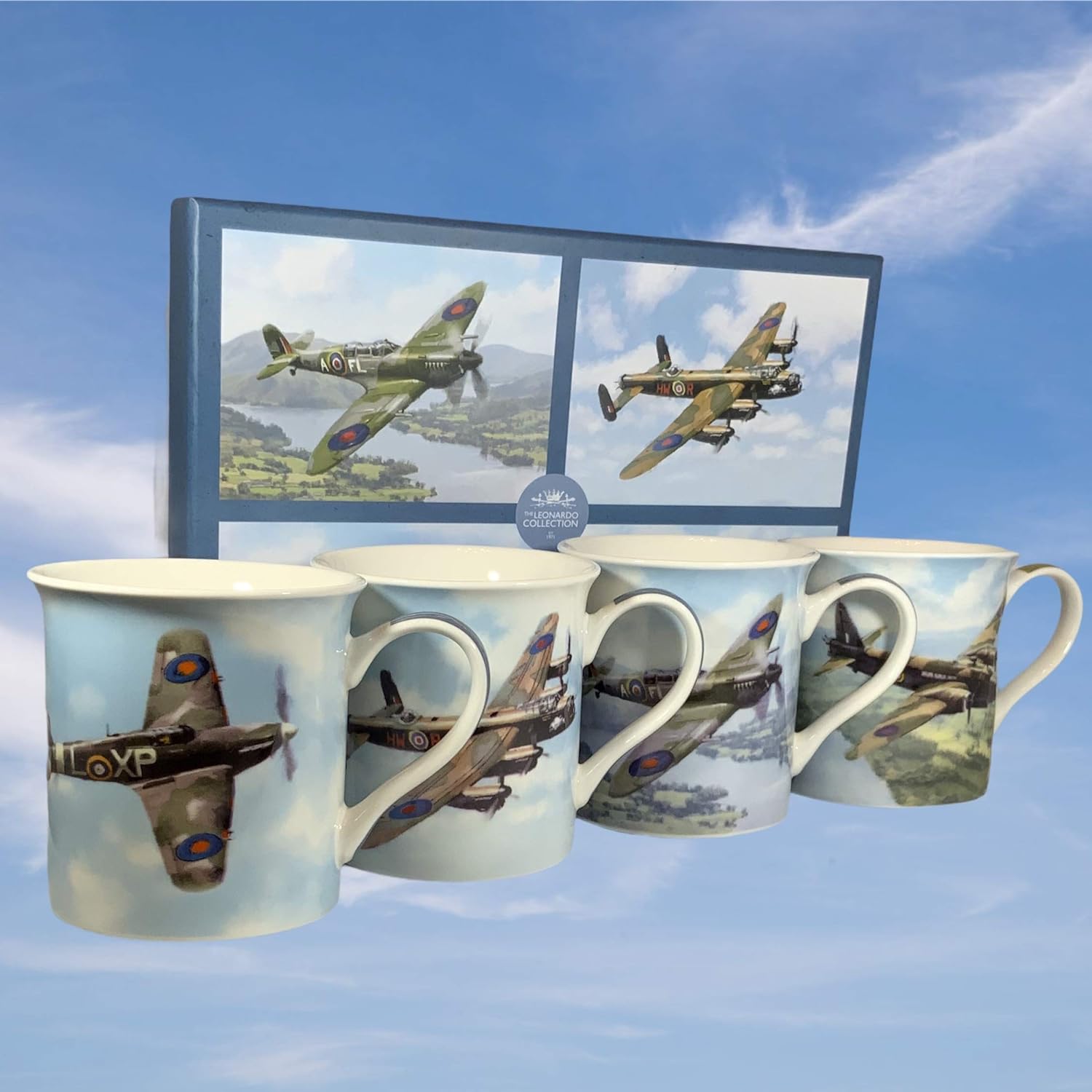 Classic Plane Set of 4 Bone China Mugs RAF Battle of Britain Planes ...