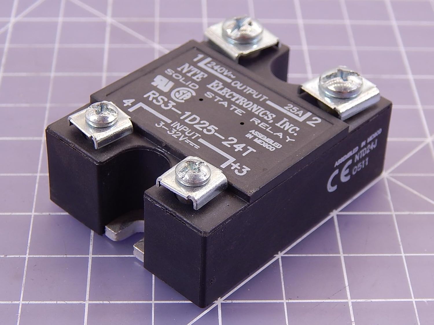 Solid State Relays 25 Amp NTE Electronics RS3-1D25-24T Series R3 Solid ...