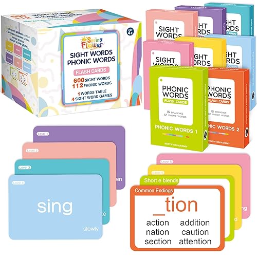 SpringFlower 712 Sight Words Flash Card,600 Dolch & Fry High Frequency ...