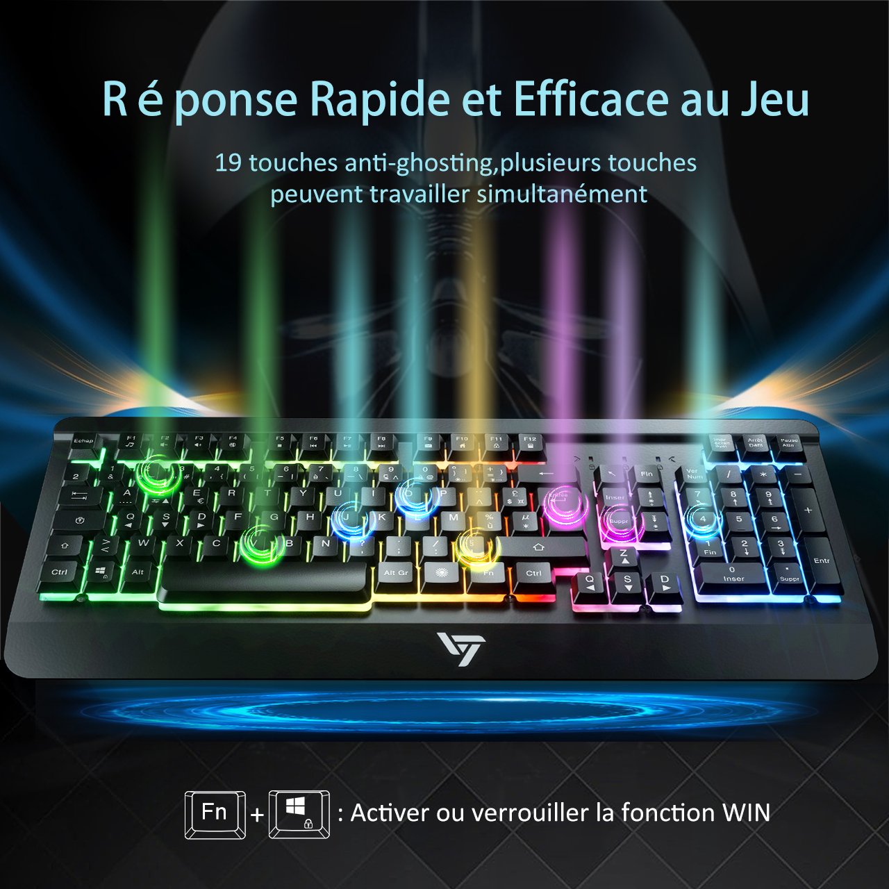 VicTsing Clavier Gaming Filaire USB Multicolore LED Rétro-éclairage d ...