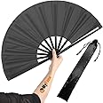 Amazon.com: OMyFans Large Rave Folding Hand Fan - Foldable Chinese Tai ...