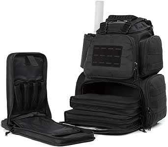 Amazon.com : Gun Range Bag Tactical-Backpack for Handguns with 3-Pistol ...