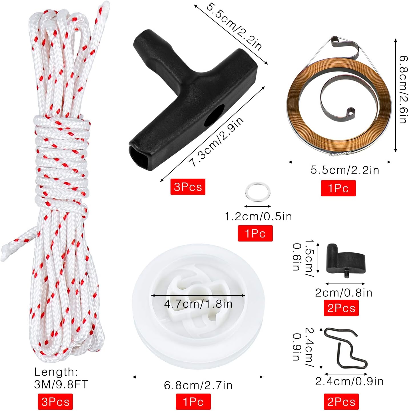 Dreamtop 3 Pack Recoil Starter Rope 3-Meter 3.0 mm Pull Cord with 3 ...