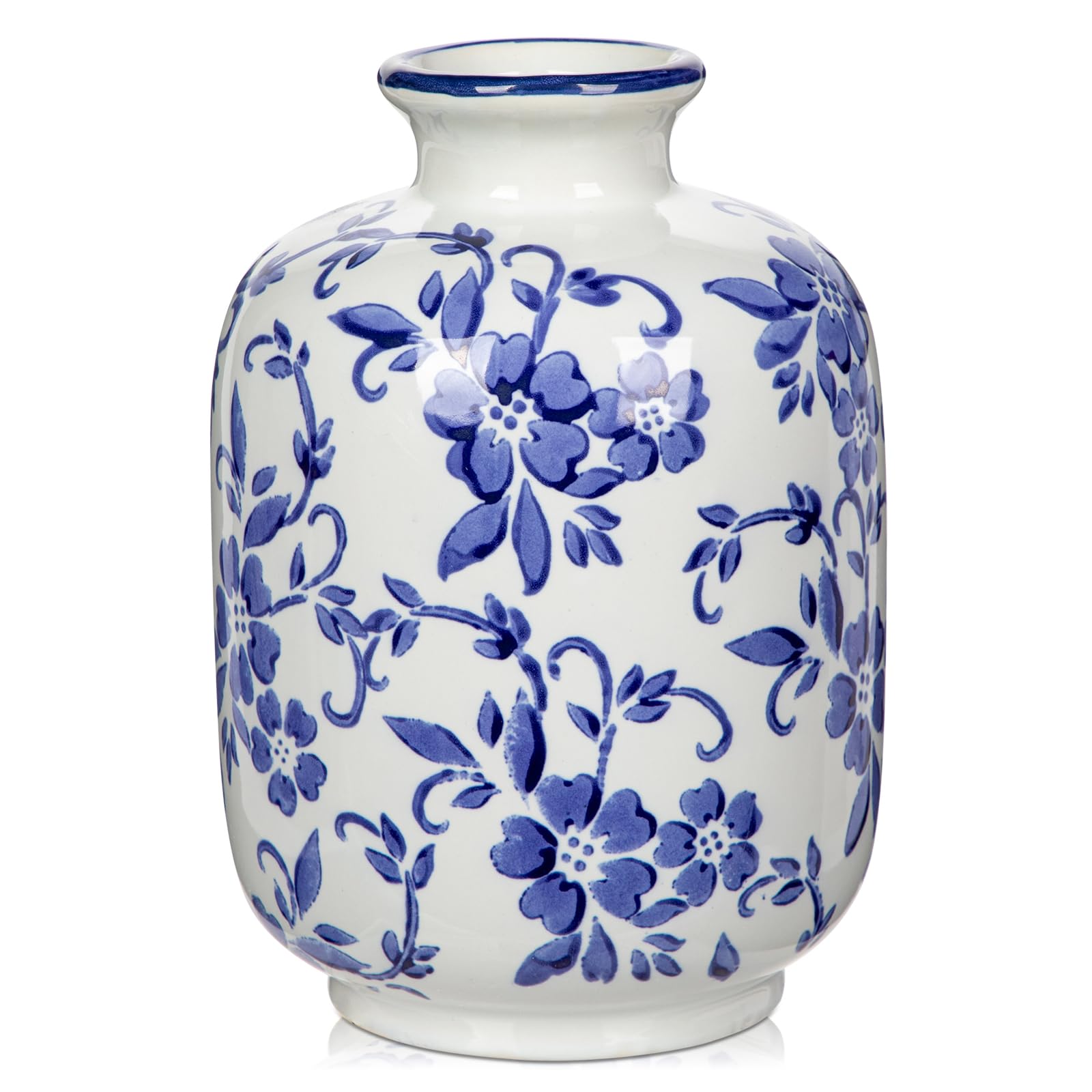 Hollyone Blue and White Porcelain Vase Large Chinoiserie Floral Vintage ...