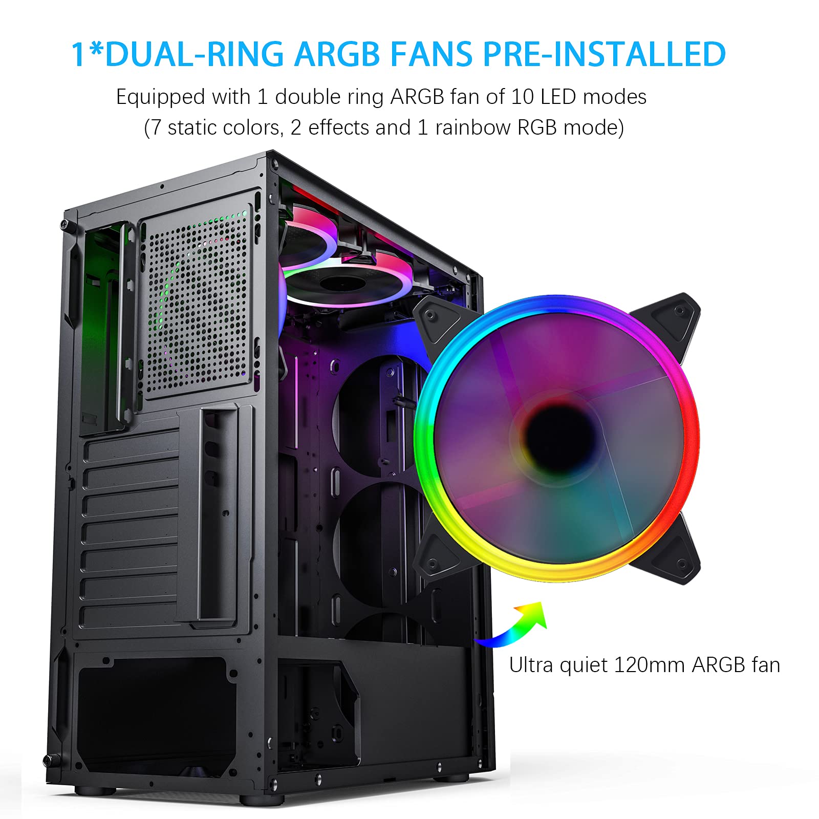 Mua ESGAMING RGB ATX Mid-Tower PC Case with USB 3.0 and ARGB LED Light ...