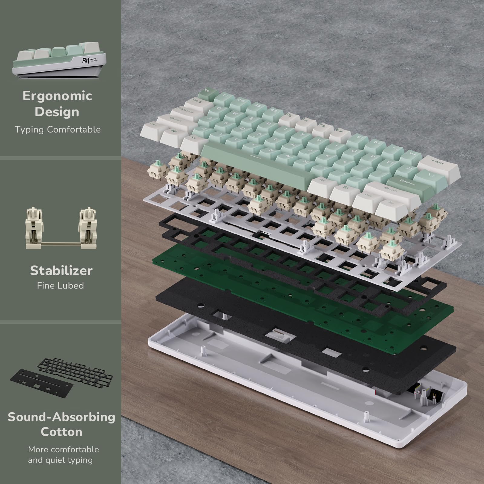Mua RK ROYAL KLUDGE RK61 Plus Wireless Gaming Keyboard, 60 Percent ...