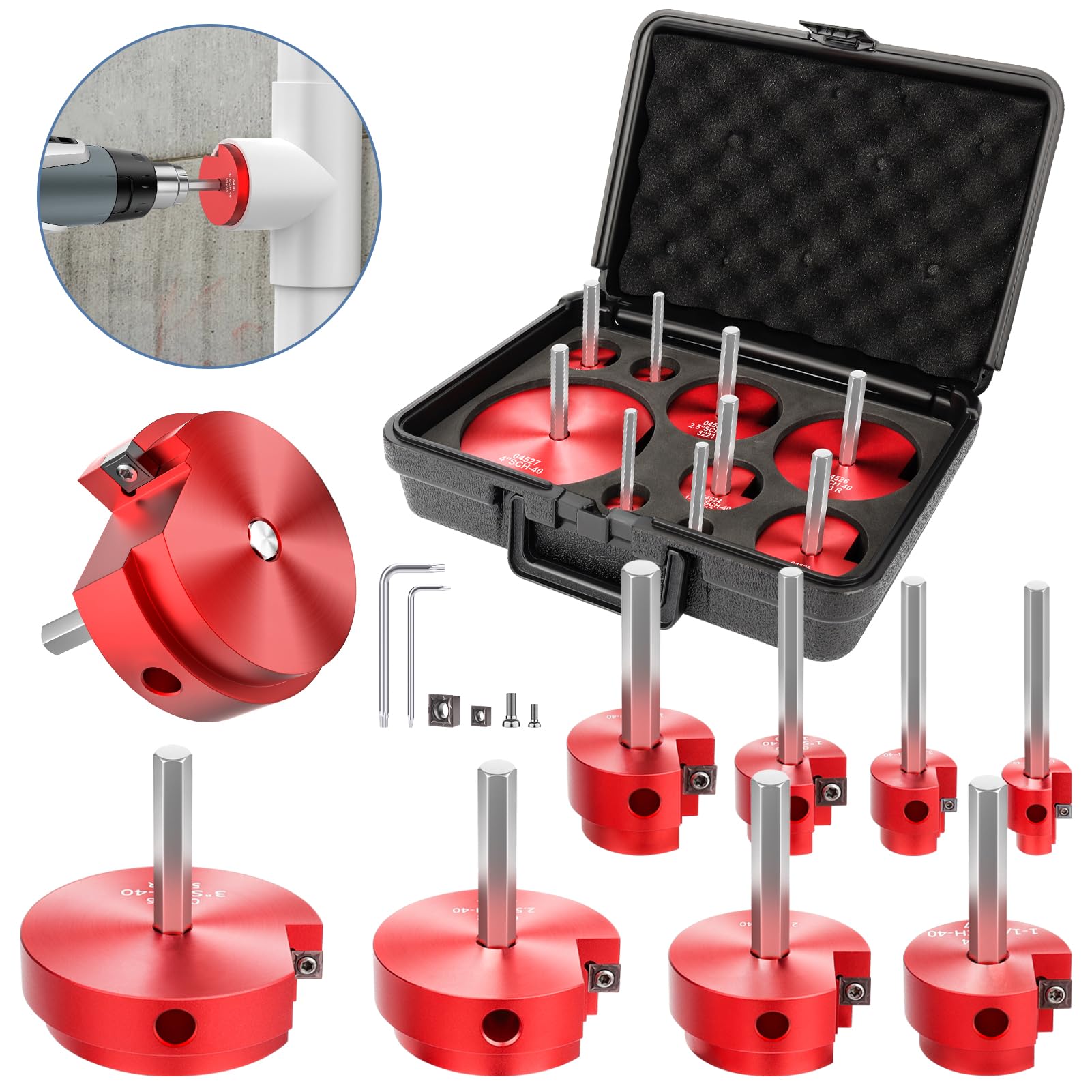 9 Pcs Pvc Reamer Kit, PVC Fitting Saver, PVC Reamer Fit into Standard 1 ...