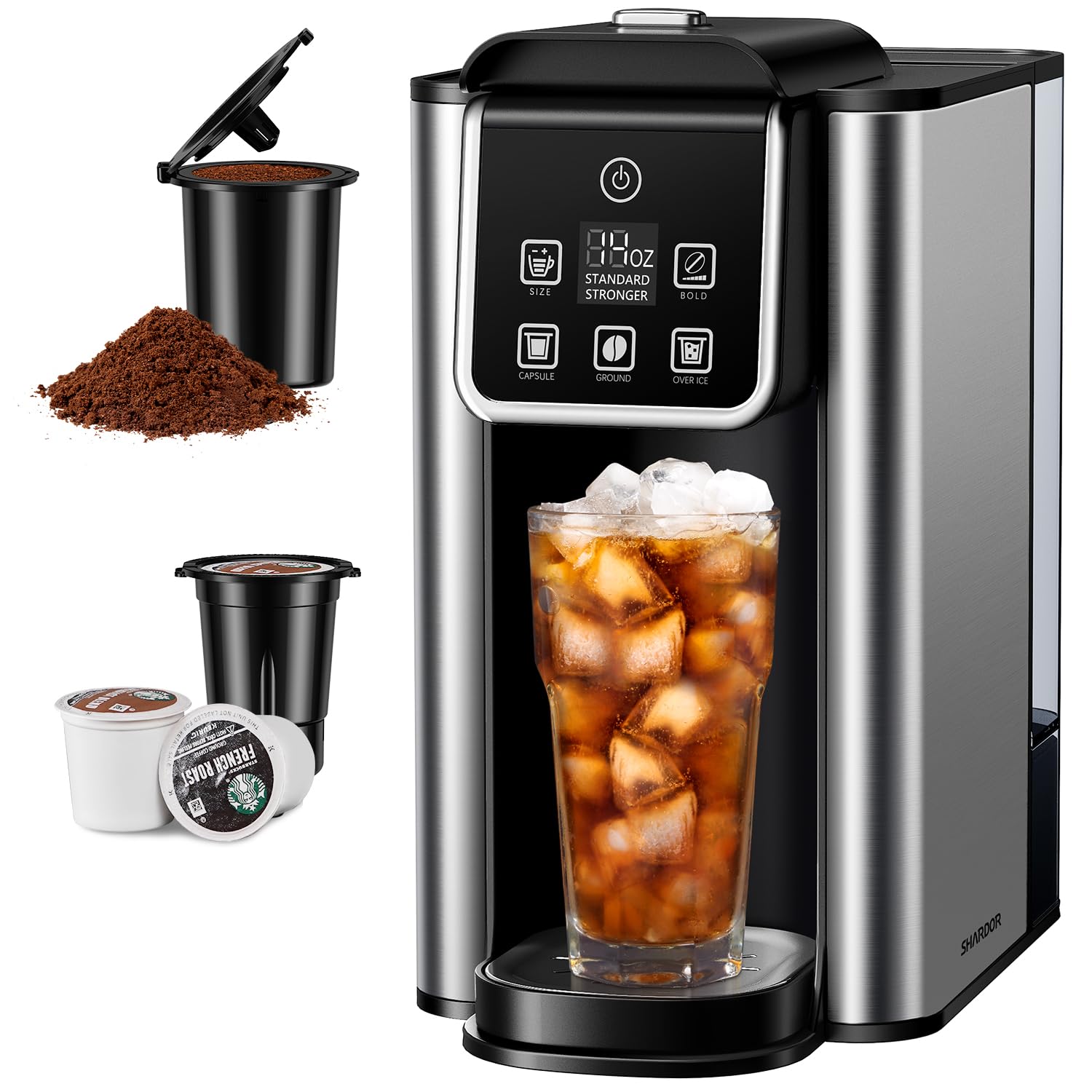 SHARDOR Single Serve Coffee Maker, Hot and Iced Coffee Machine for K ...