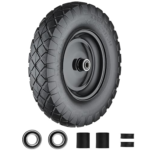 Wheelbarrow Tires 4.80/4.00-8 Flat Free, 16 inch Solid Tire and Wheel ...