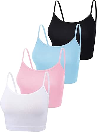 4 Pieces Crop Cami Top Spaghetti Strap Tank Camisole Top Basic Sport ...