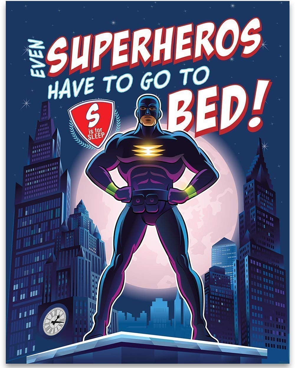 Amazon.com: Even Superheroes Have to Go To Bed - 11x14 Unframed Art ...