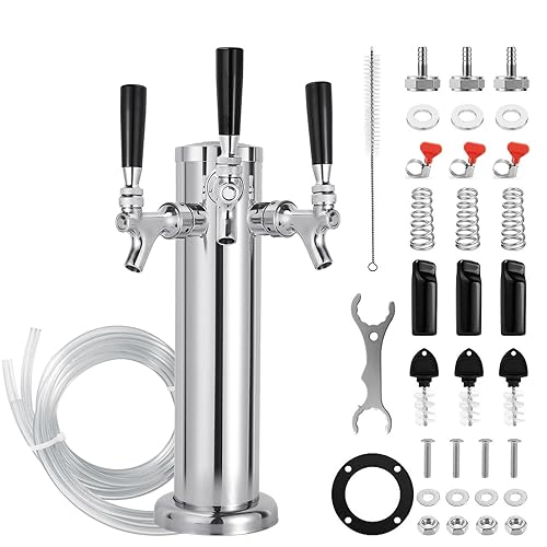 Dbgogo All Stainless Steel Triple Tap Draft Beer Tower, 3” Flange Self ...