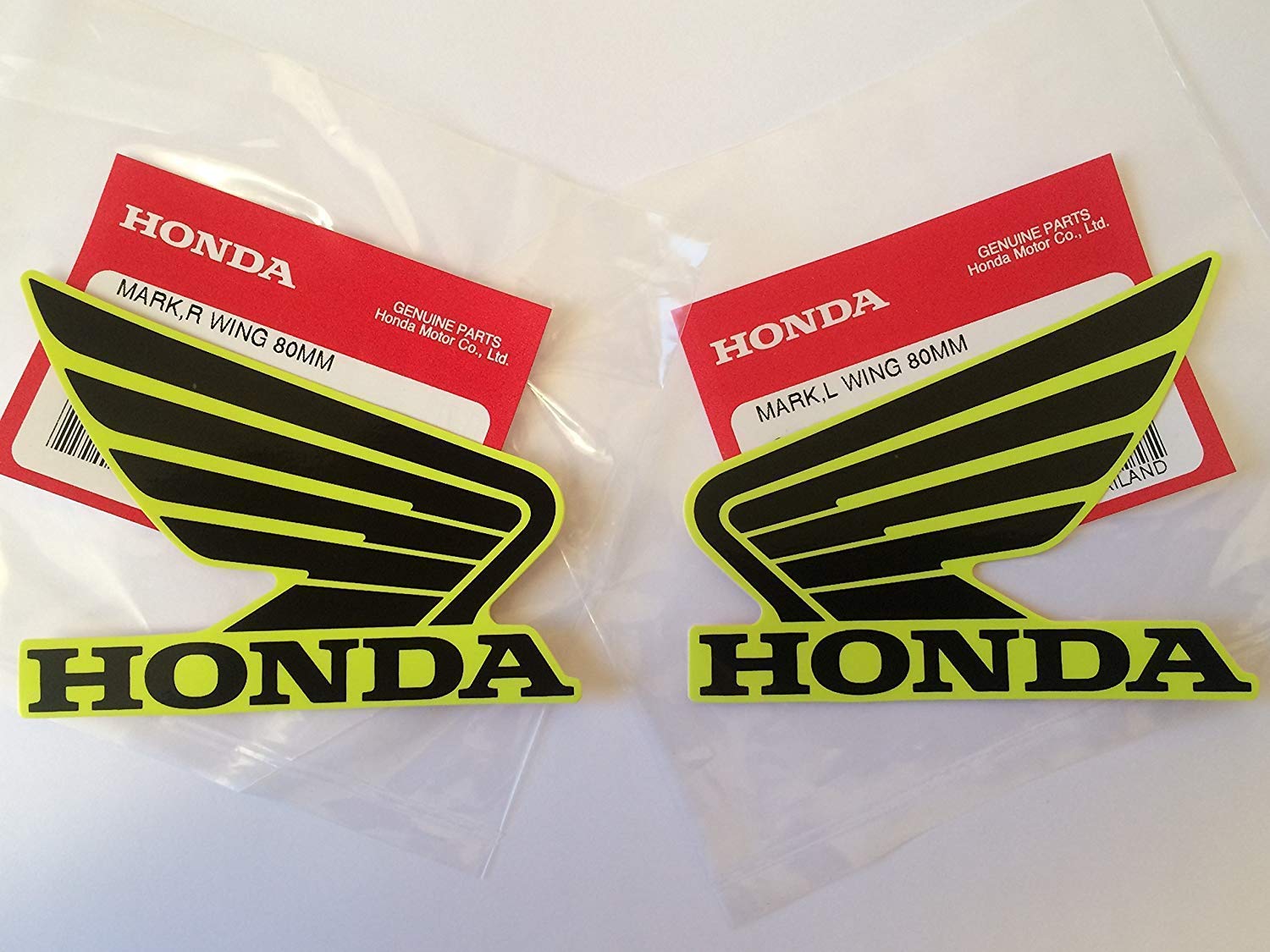 Honda Wings Fuel Tank Gas Tank Stickers Decals 2 x 80mm Luminous Yellow ...