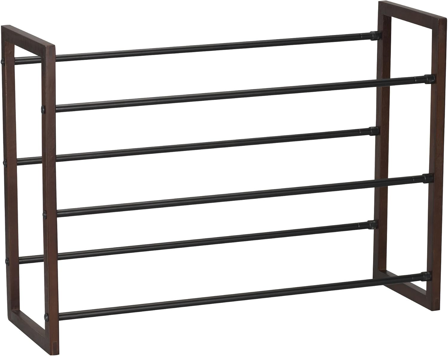 Amazon.com: Household Essentials Expandable Three-Tier Shoe Rack, Black ...