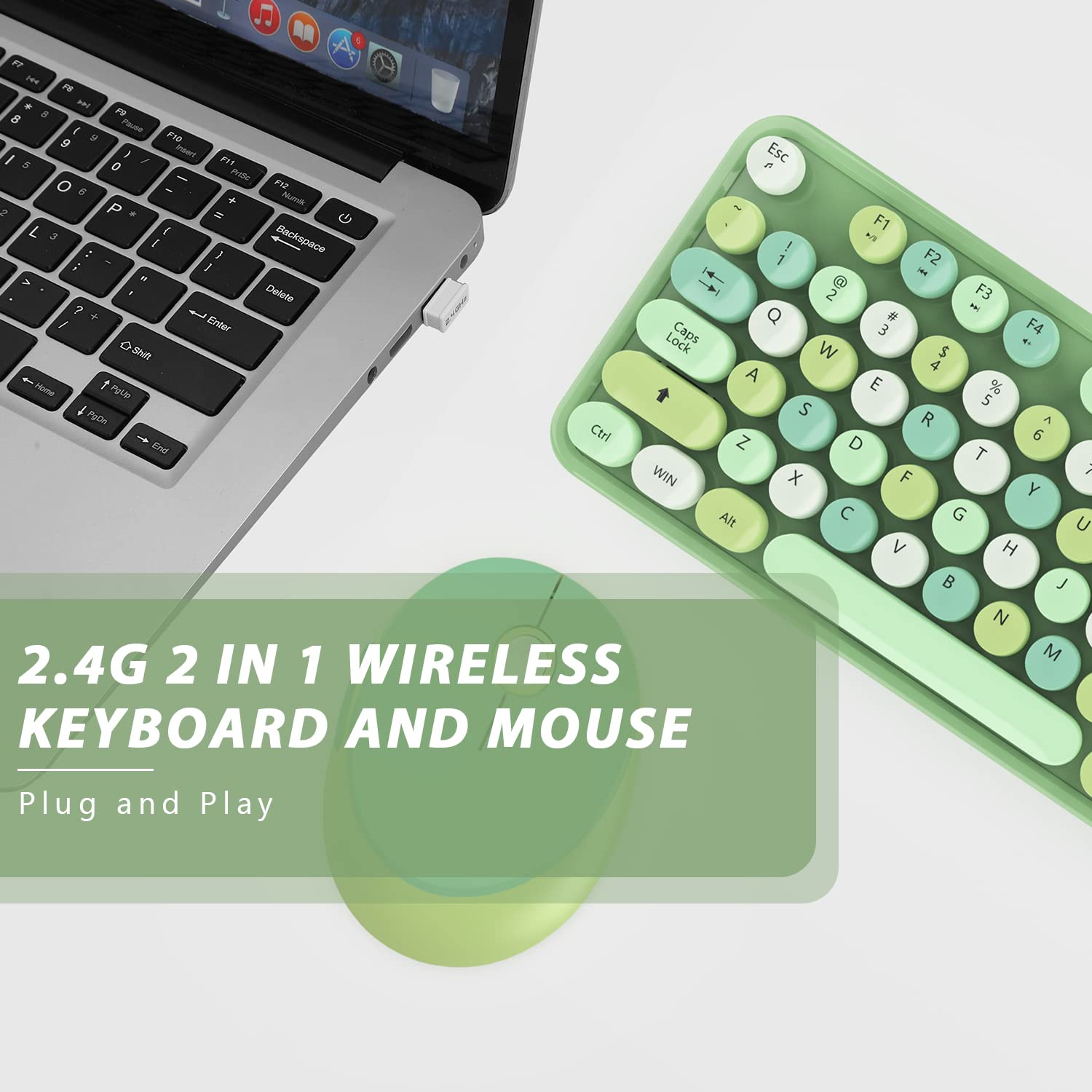 Mua Green Wireless Keyboard and Mouse, KOOTOP Cute Green Colorful ...