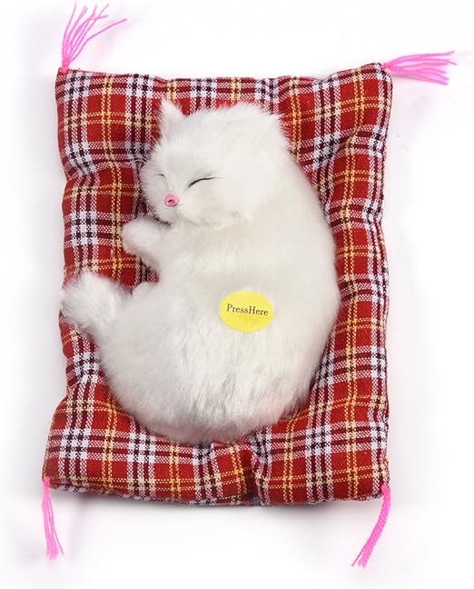 Zerodis Simulation Sleeping Cat Toy with Soft Mat Bed Durable Vocalize ...