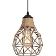 Rustic Industrial Woven Pendant Light, One-Light Adjustable Metal Hemp ...
