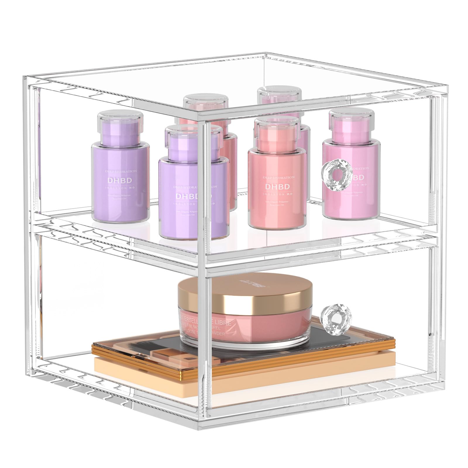 AITEE Acrylic Clear Makeup Organizer with 4 Drawers Stackable Cosmetics ...