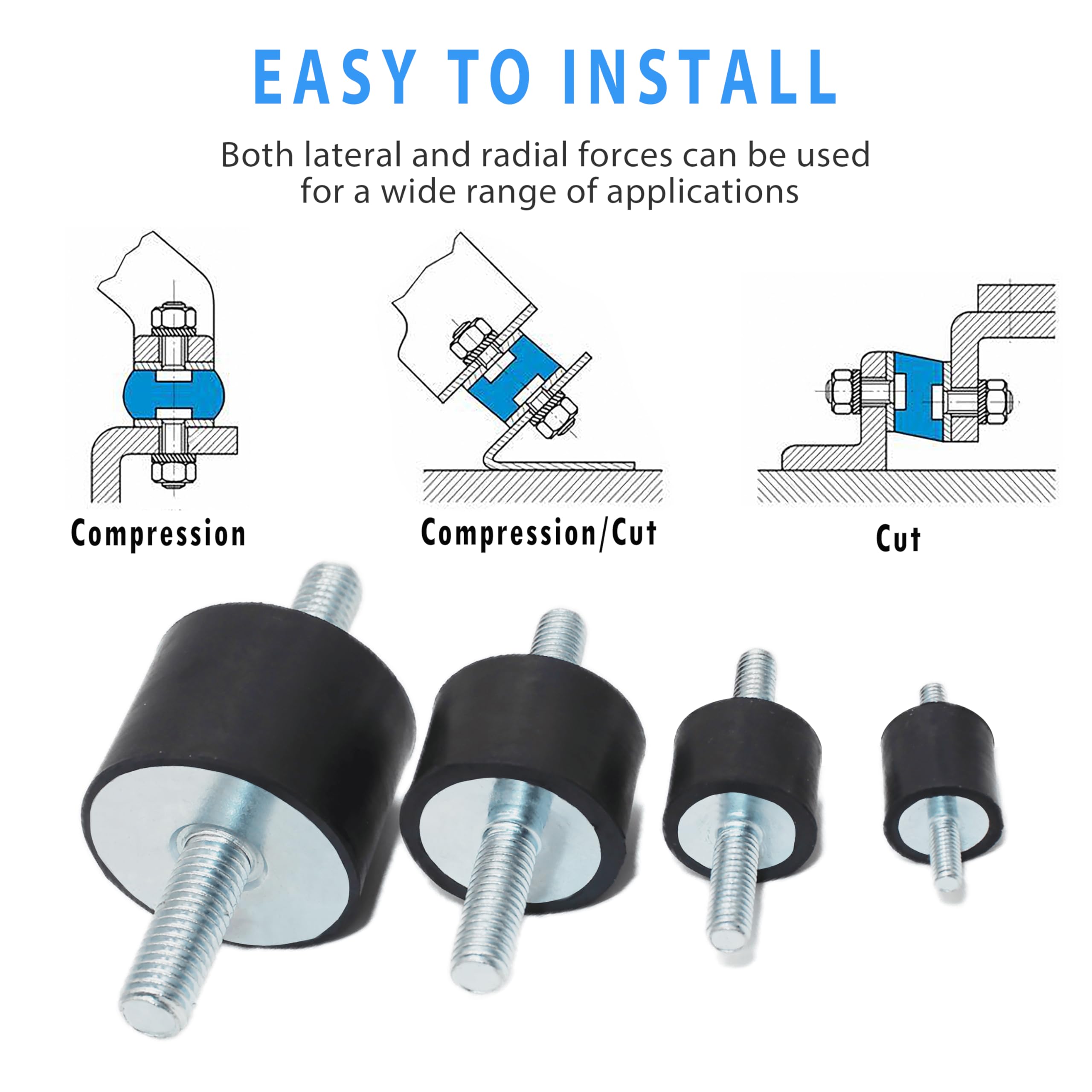 Mua M8x23mm Rubber Studs Shock Absorber Anti-Vibration Isolator Mounts ...