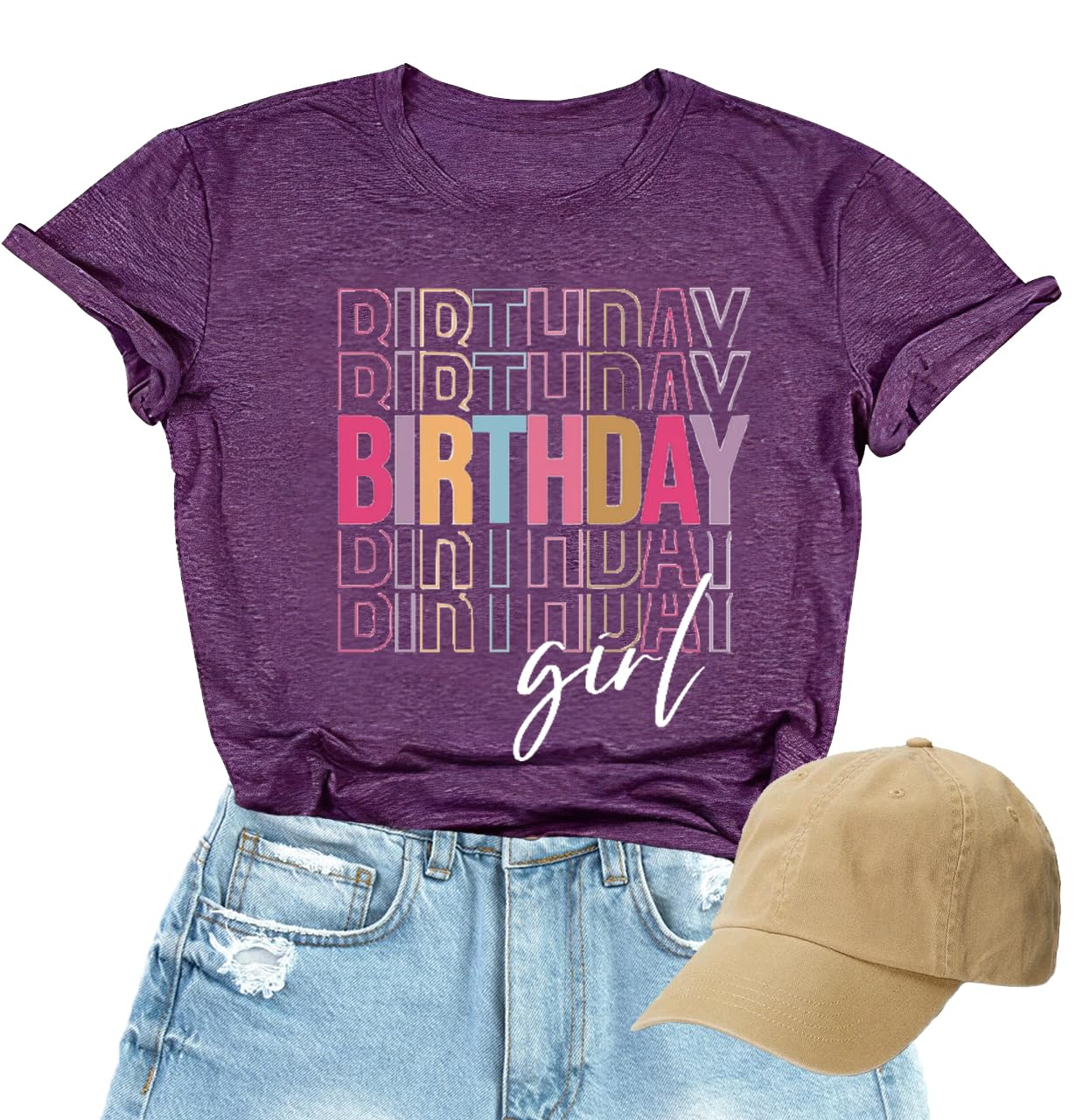 Happy Birthday Shirts for Women Cute Birthday Graphic Print Birthday ...
