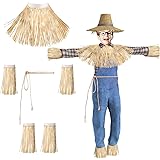 Amazon.com: 5 Pieces Scarecrow Straw Kit Raffia Scarecrow Costume ...