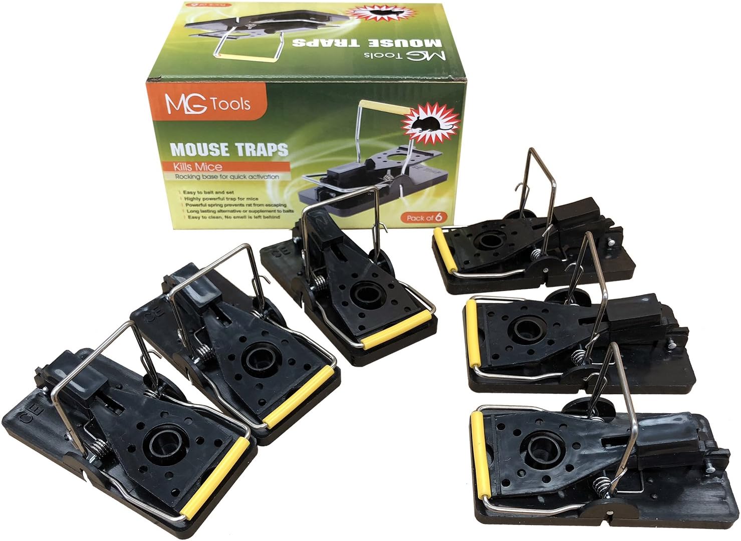 MLG Tools 6-Pack Mouse Traps Reusable and Easy To Use Snap Traps, 4.5 ...
