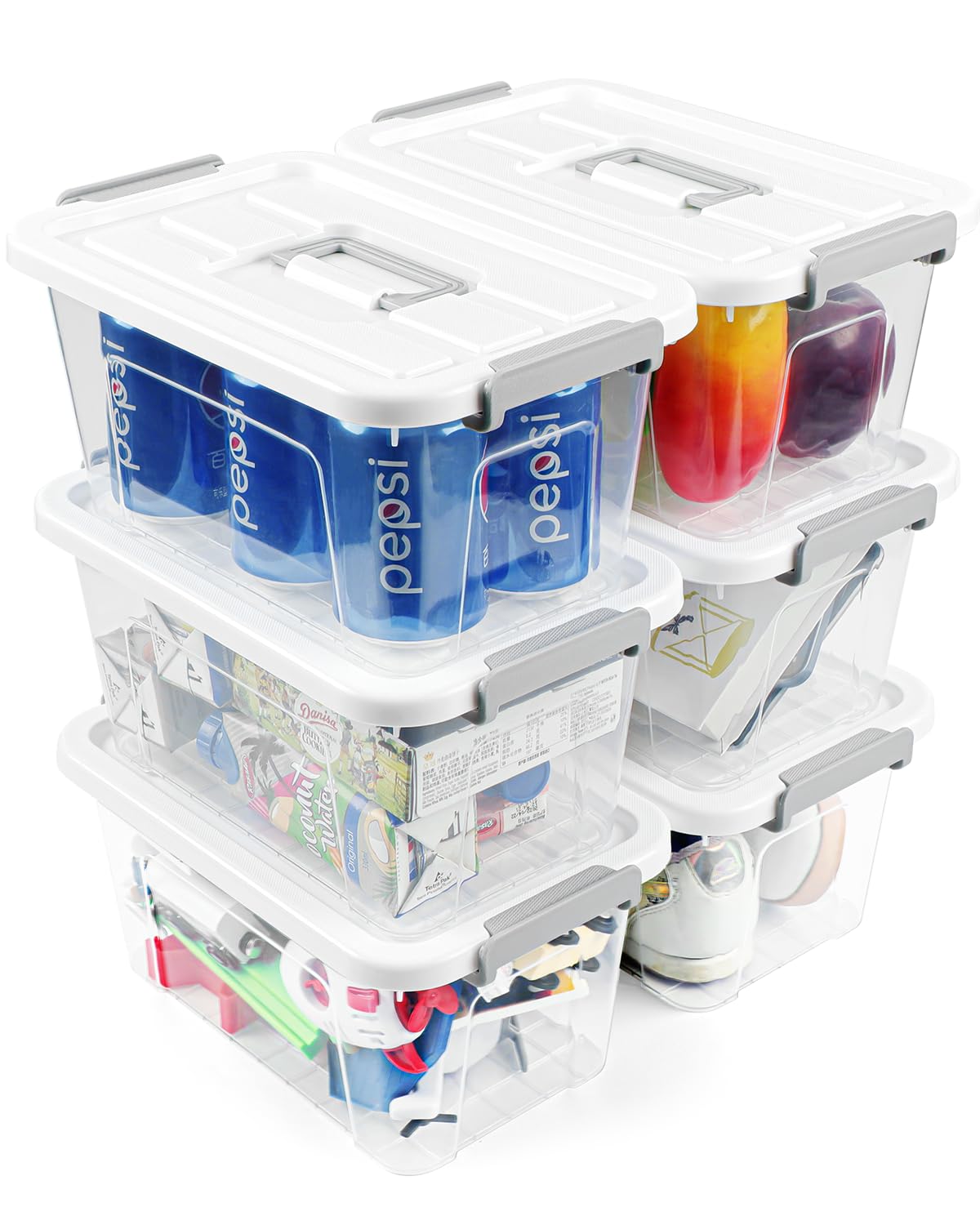 AREYZIN Plastic Storage Bins With Lids,6 Pack Storage Organizer Bins,7 ...