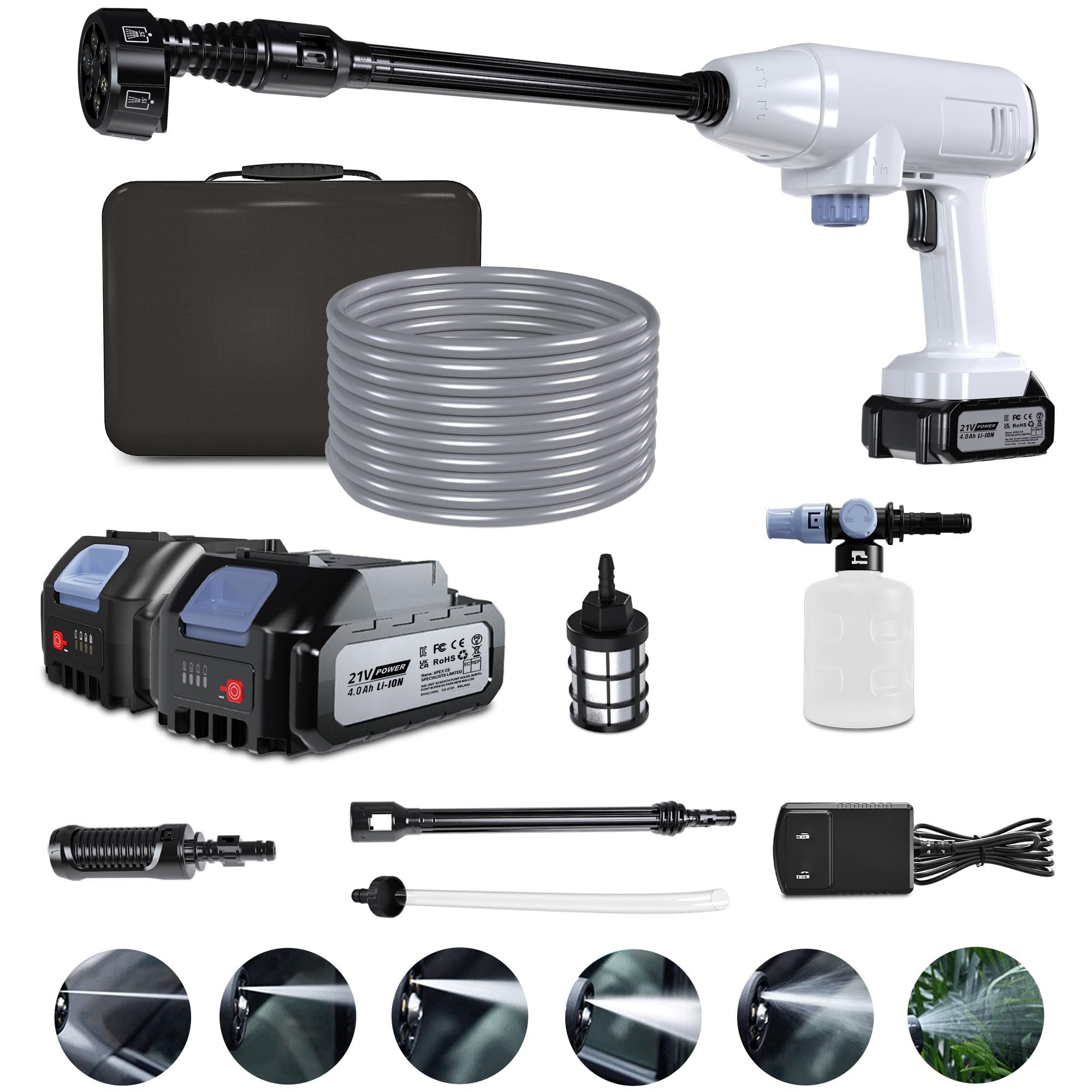 ASLONG Cordless Power Washer, Portable Pressure Washer Power Cleaner w ...