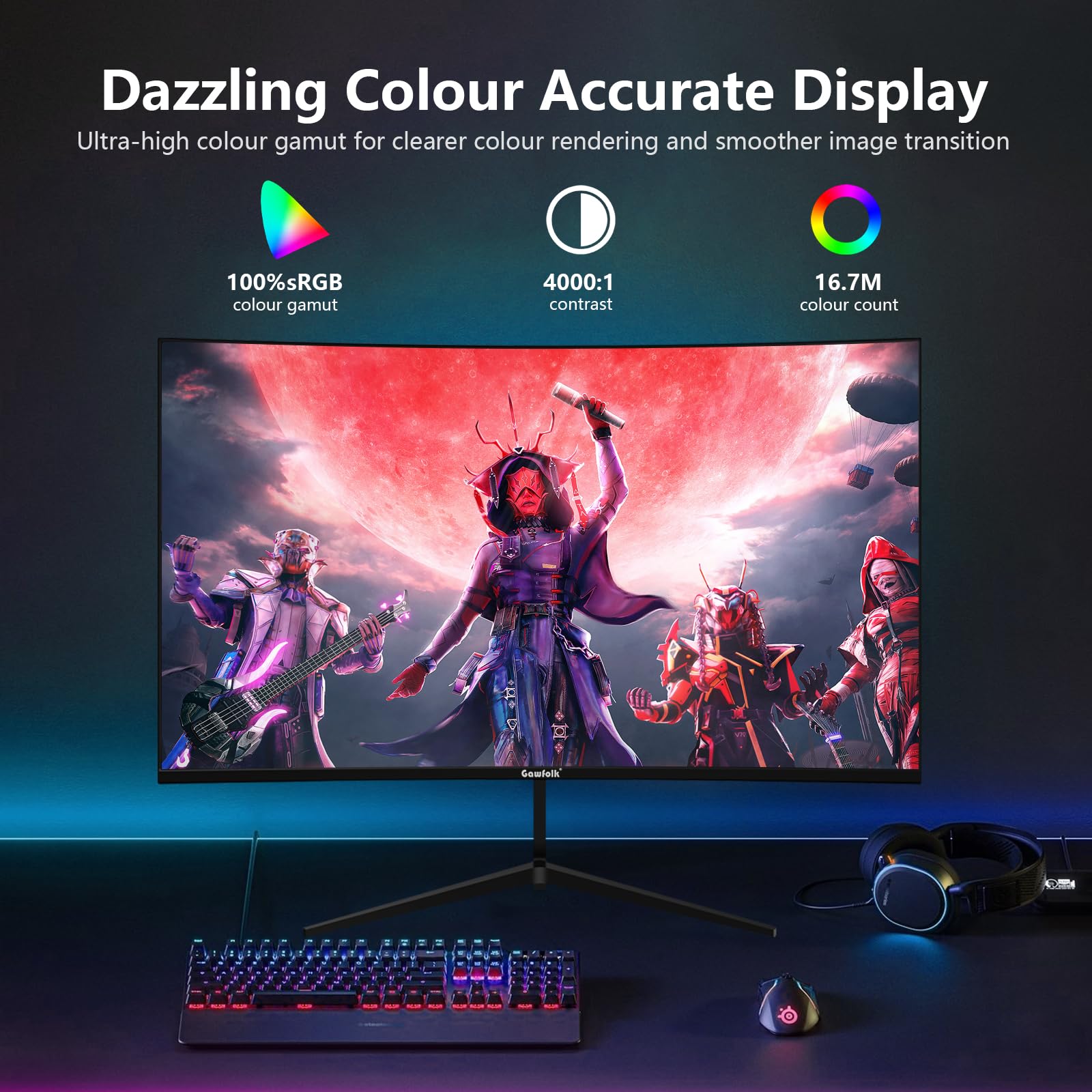 Mua Gawfolk 24 Inch Curved PC Gaming Monitors 180hz, FHD 1080p 1ms ...
