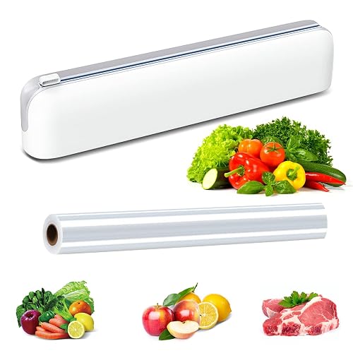 Refillable Plastic Wrap Dispenser, Cling Wrap Dispenser with Slide ...