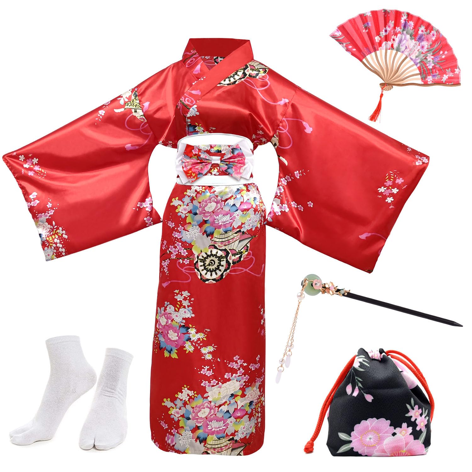PLULON 5Pcs Japanese Kimono for Women Geisha Dress Yukata Japanese Robe ...
