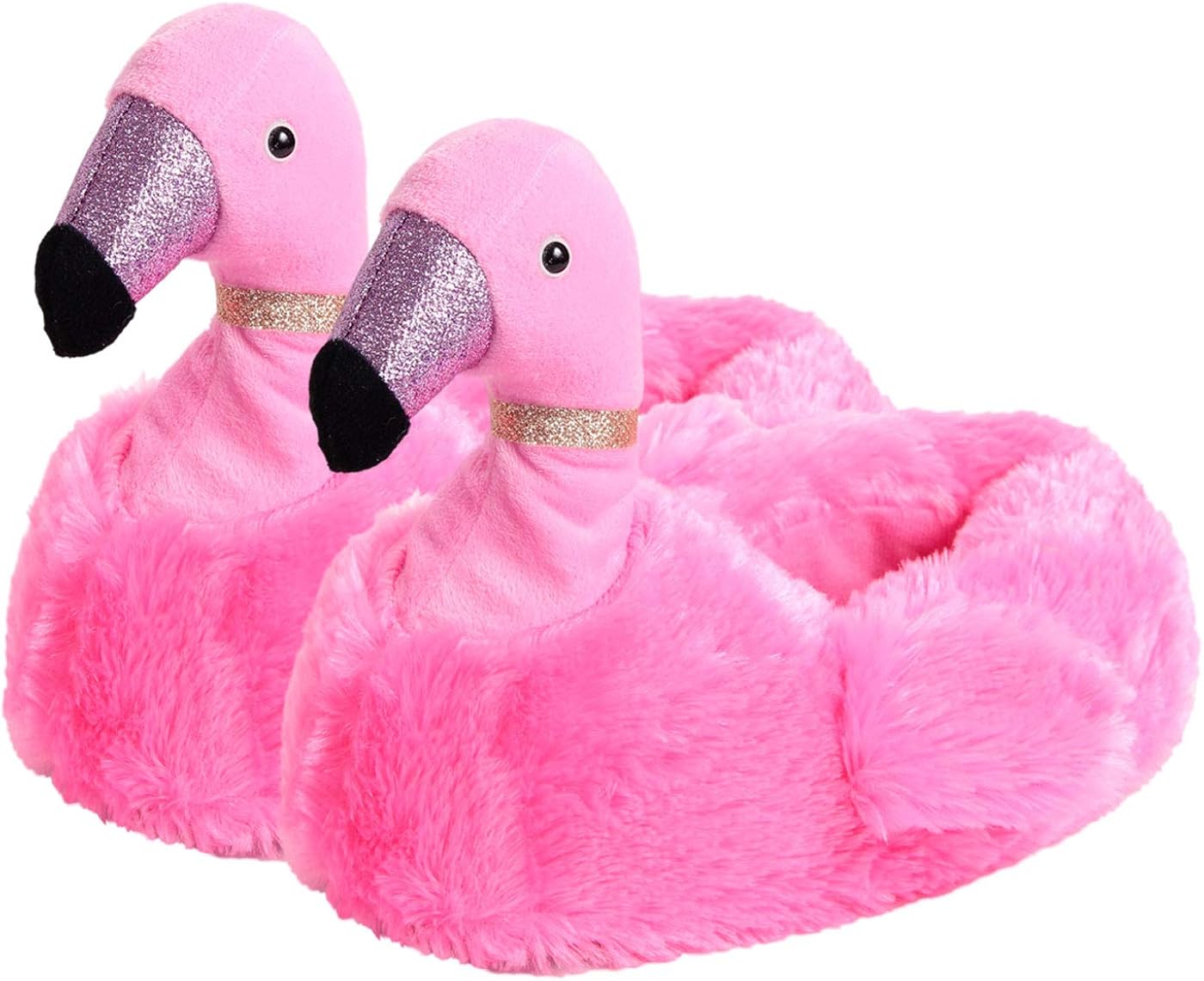 Flamingo Plush Slippers One Size House Shoes Cosy Soft Warm Anti-slip ...