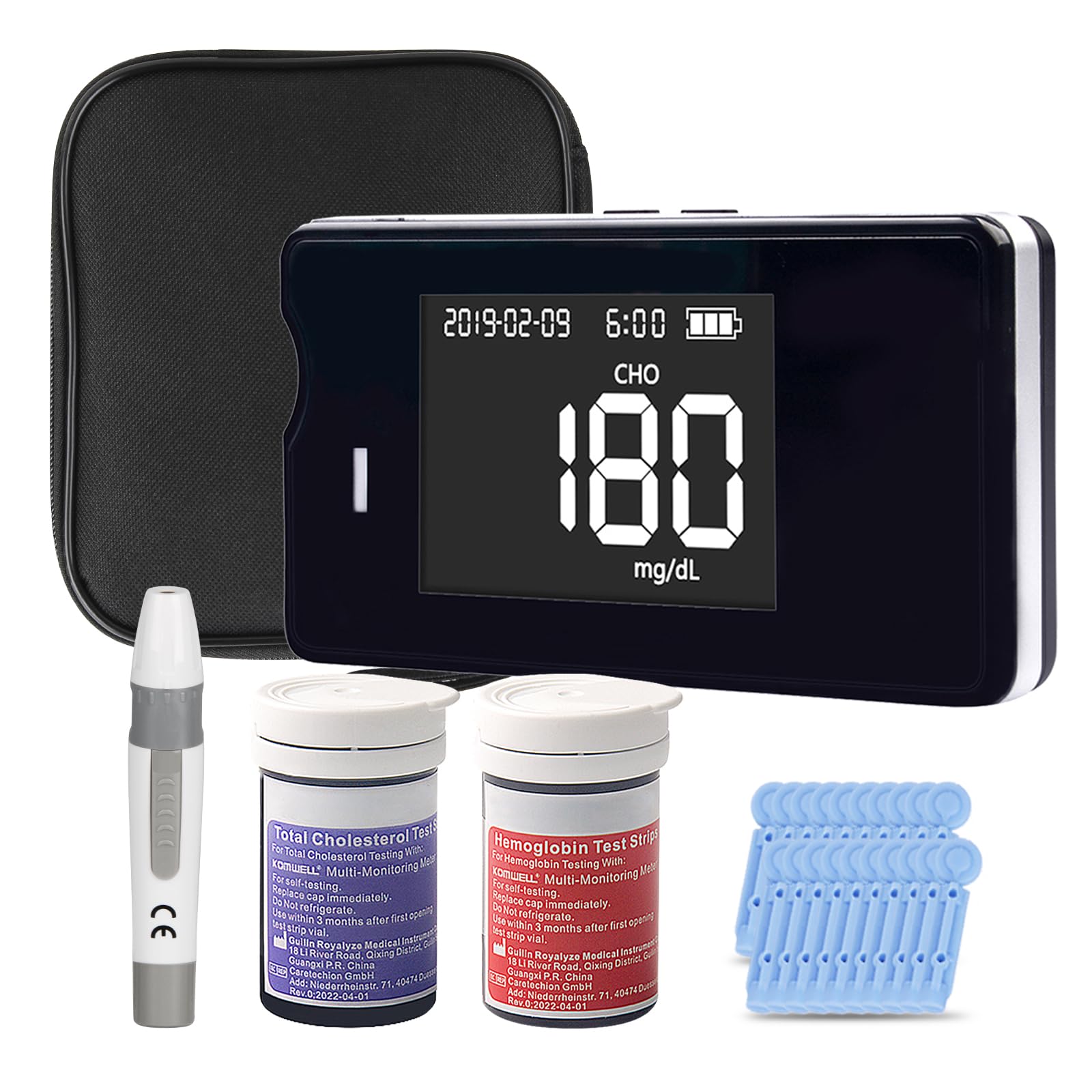 Hemoglobin Test Kit with 25 Hemoglobin Test Strips, Cholesterol Test ...