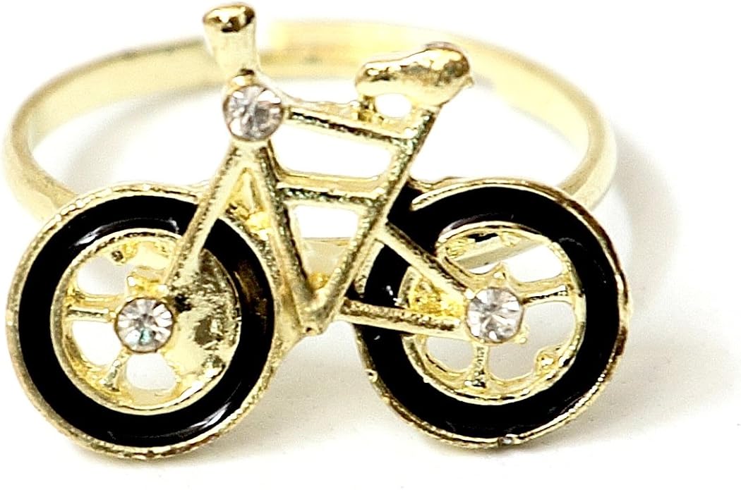 Amazon.com: Magic Metal Bicycle Ring Adjustable Black Gold Tone Fixie ...