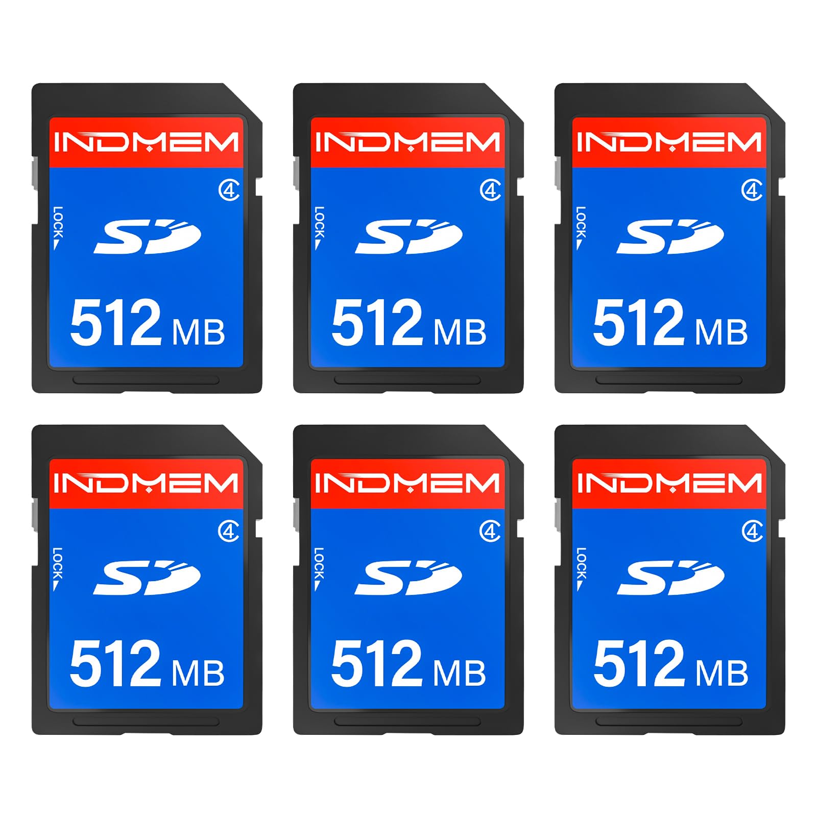 INDMEM SD Card 512MB, 6 Packs Class 4 512MB Flash Memory Card MLC ...