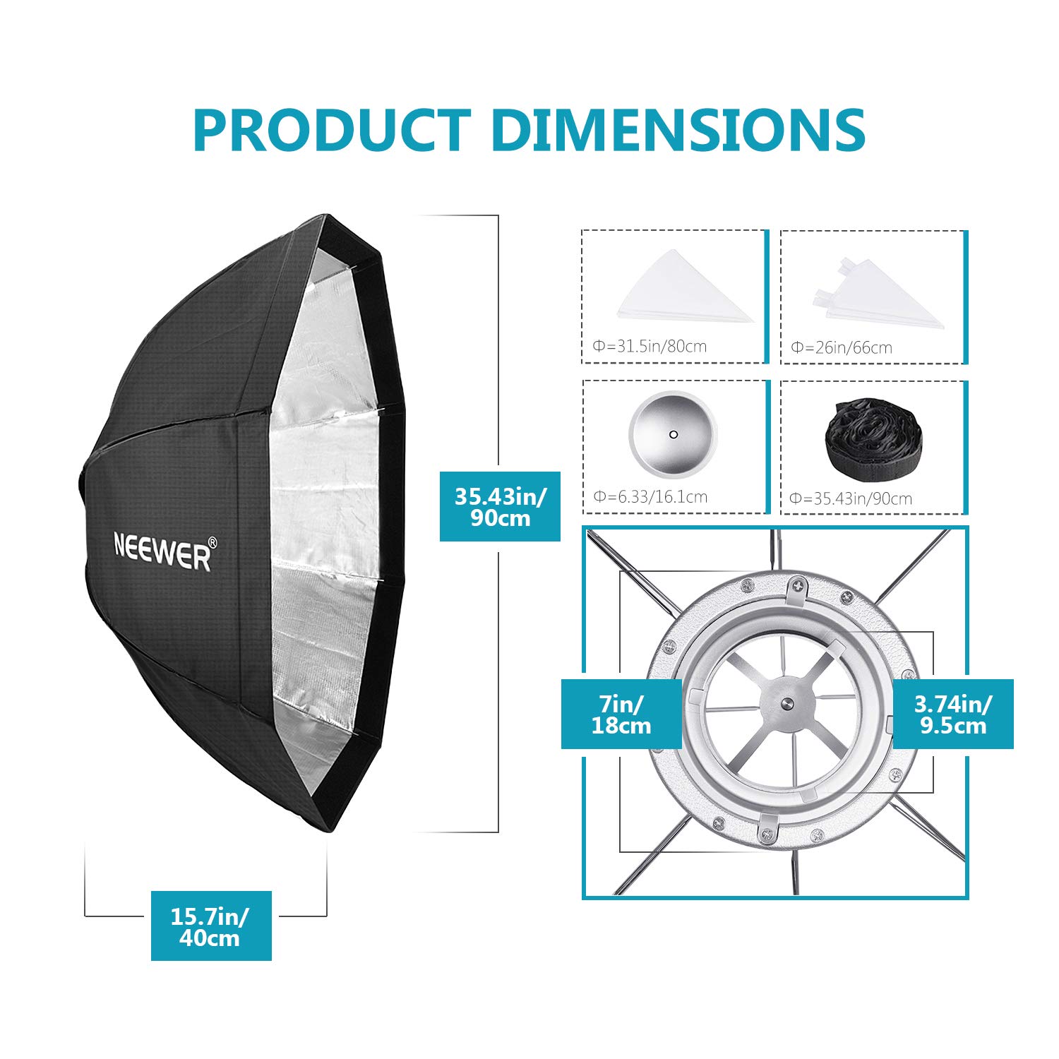 Mua Neewer 90 cm Octagonal Foldable Softbox with Bowens Mount, Diffuser ...