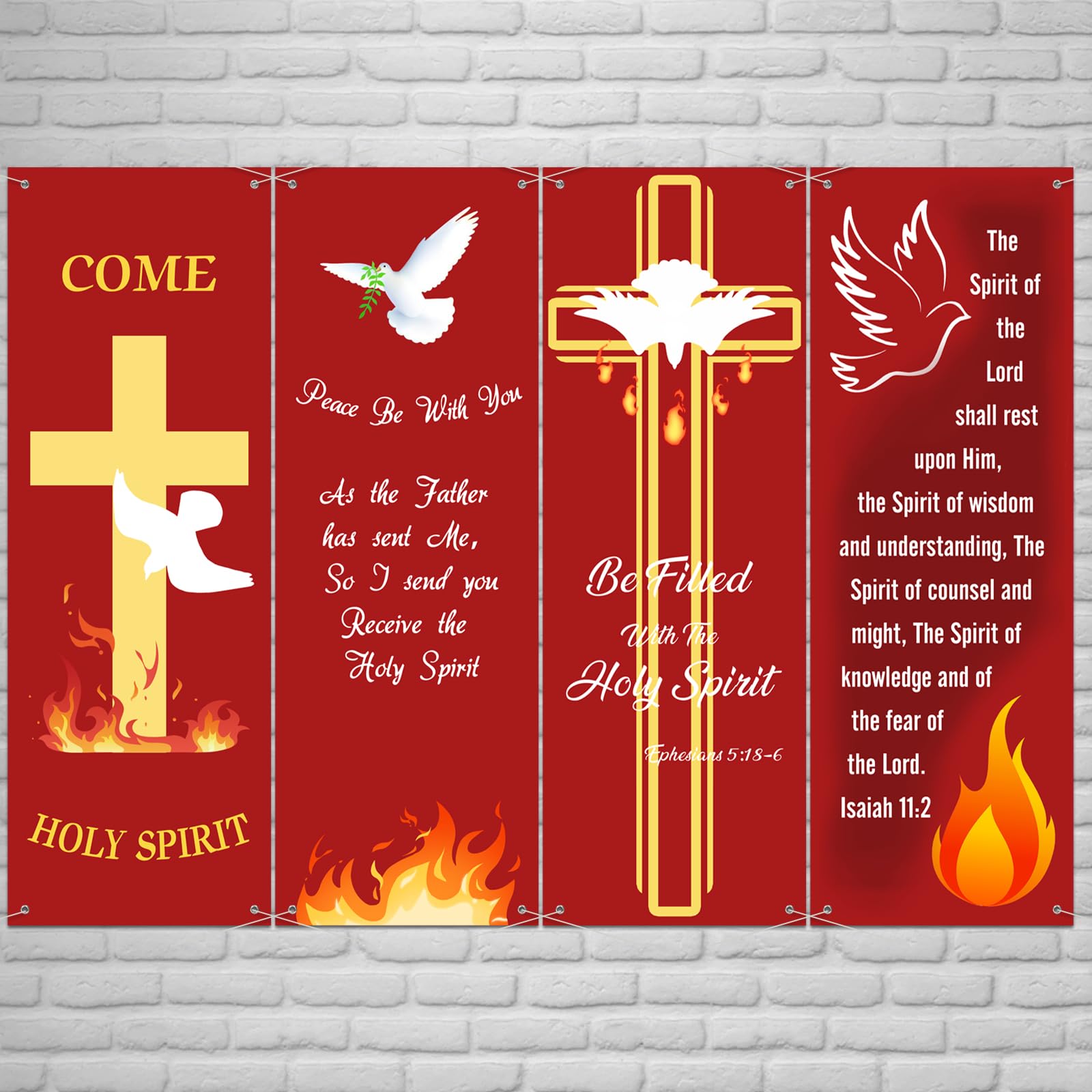 HunnmingRe 4 Pcs Church Banners for Sanctuary Wall Holy Spirit ...