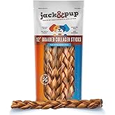 Amazon.com: Jack&Pup 6" Braided Beef Collagen Sticks for Dogs - Rawhide ...