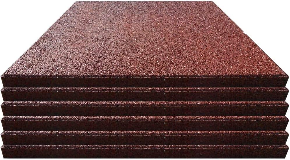 vidaXL 6x Fallschutzmatten Gummi Rot Fallschutzplatten Bodenmatten ...