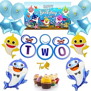 Amazon.com: Baby Shark Party Supplies Second 2nd Birthday for Boy ...