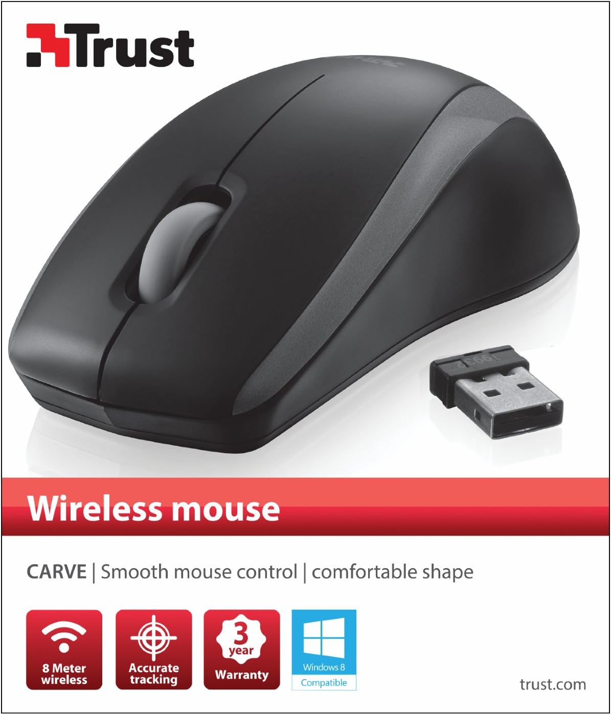 Trust Carve Wireless Mouse for PC, Tablet – Black – BigaMart