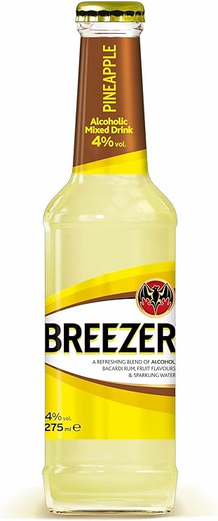 Bacardi Breezer - Pineapple - Rum Premix Drink - 275ml Bottle: Amazon ...