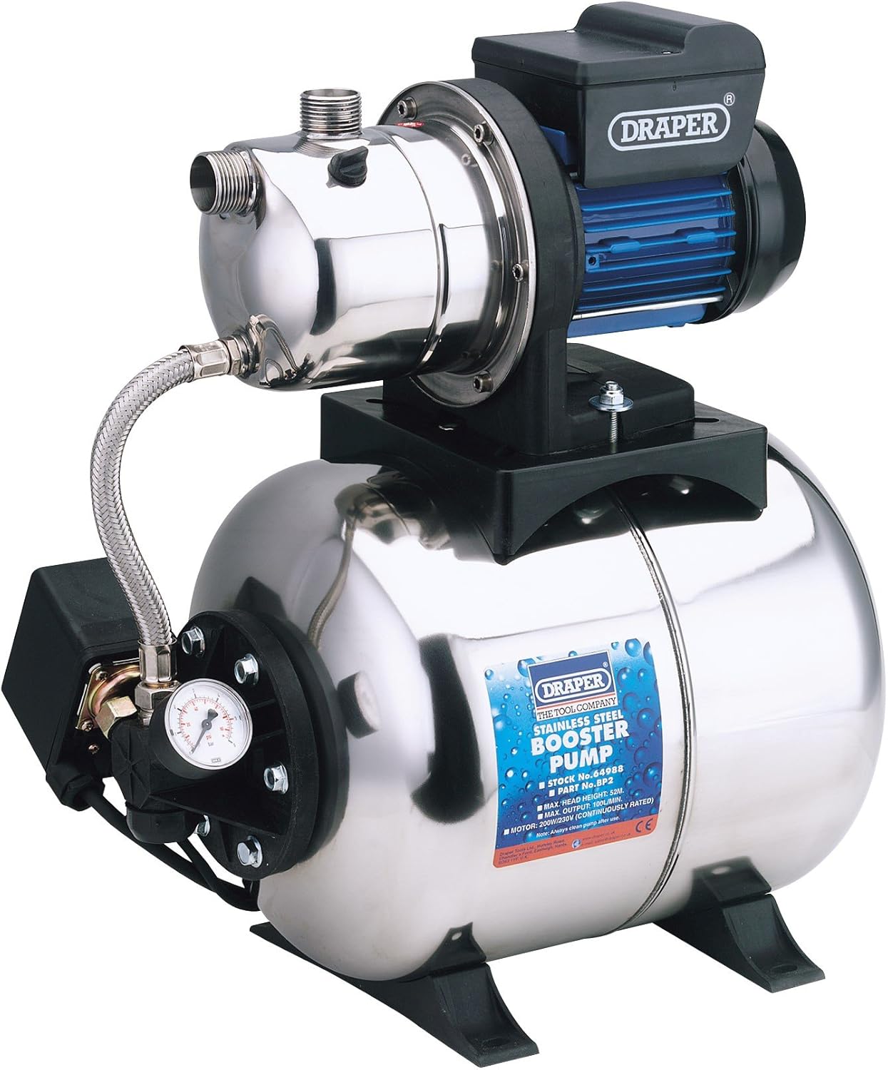 Draper 64988 50-Litres-per-Minute (Maximum) 230-Volt 700-Watt Stainless ...