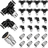 VETLEY Pneumatic Male Branch Tee 1/4 Inch Tube OD x 1/8 NPT Thread Push to Connect Air line ...