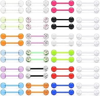 48 Plastic Tongue Piercings, 14g Tongue Piercing, Nipple Piercing ...