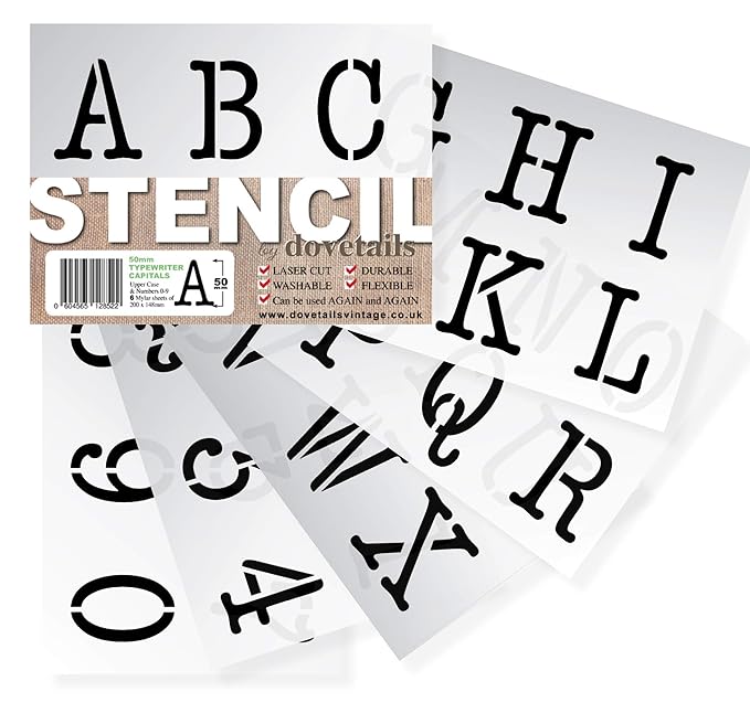 Dovetails Vintage LETTER STENCILS 50mm tall (1.96") TYPEWRITER STYLE ...