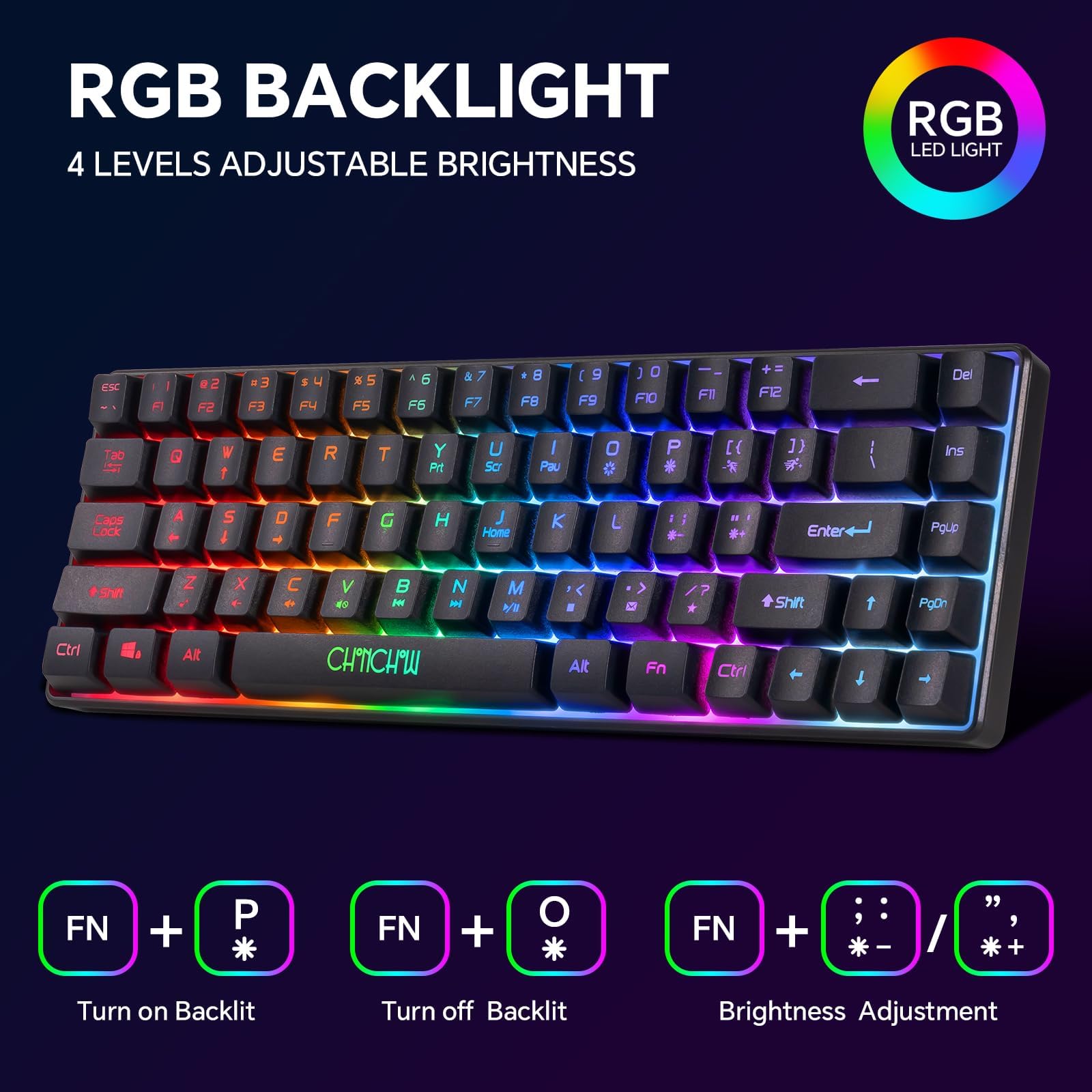 Mua CHONCHOW 60% Wireless Gaming Keyboard and Mouse Combo, RGB Backlit ...