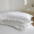 Amazon.com: Ranznaz Ruffled Pillow Shams Queen Size Set of 2, 100% ...