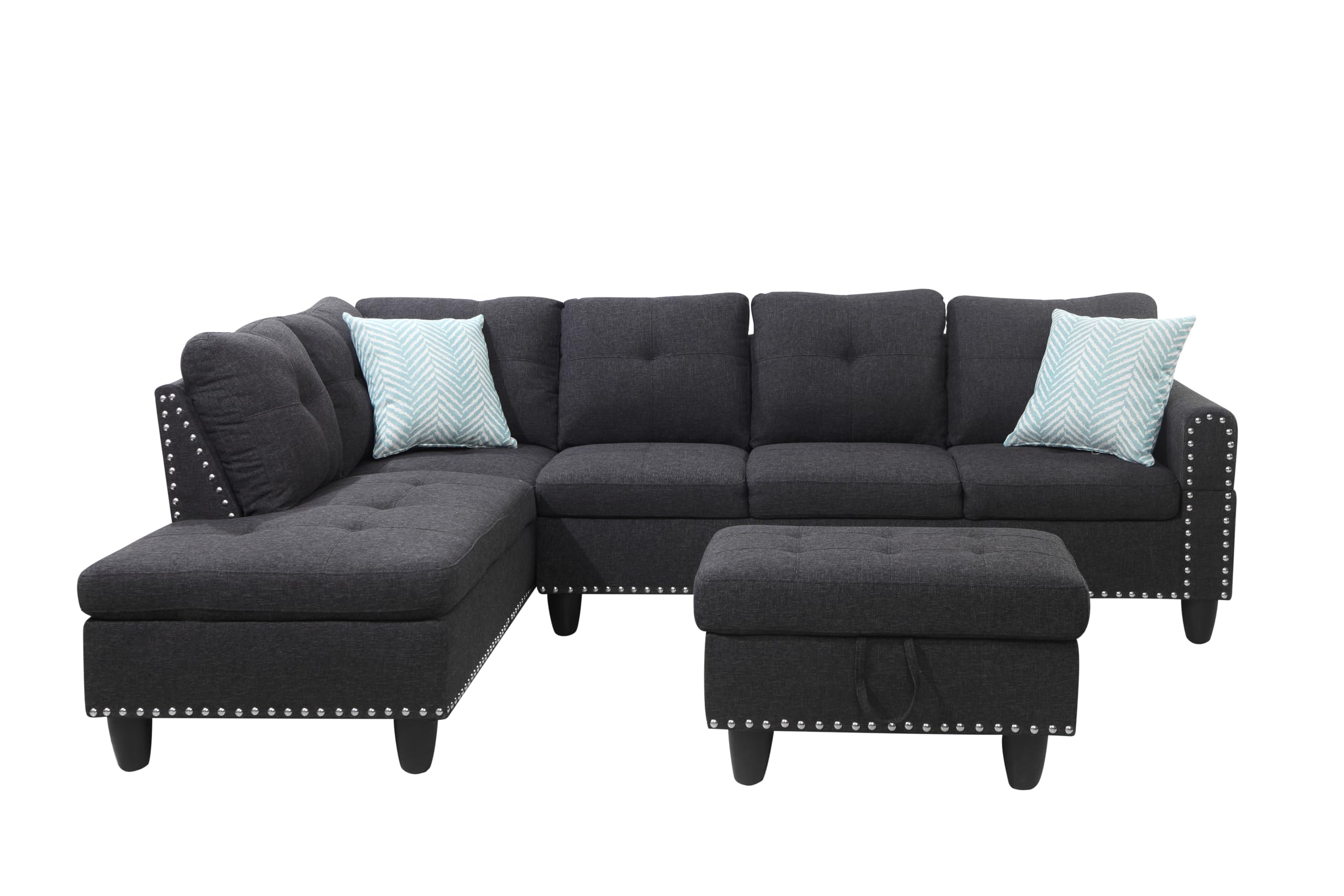 Mua L-Shaped Sectional Sofa, Rivet Hemming Upholstered Modular ...